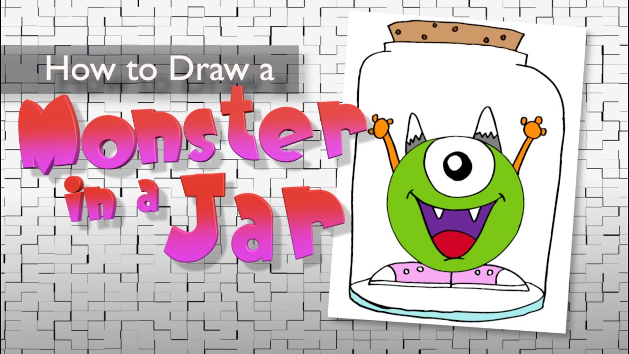 How to Draw a Monster in a Jar 😈 Easy 👿 Step by Step 😈Frazier Tales 👿 ...