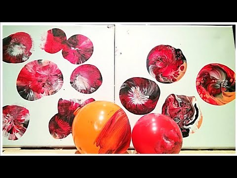 Acrylic pouring: Balloon technique / Balloon smash to make flowers 2 ...