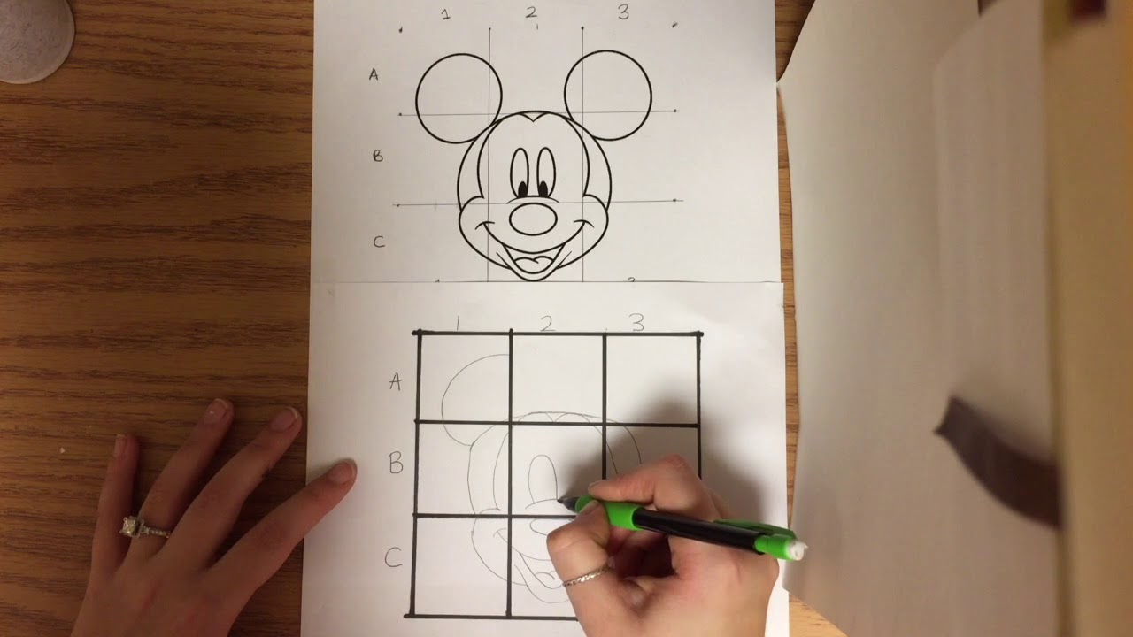 Mickey Mouse grid method drawing by Rose Pilat - YouTube