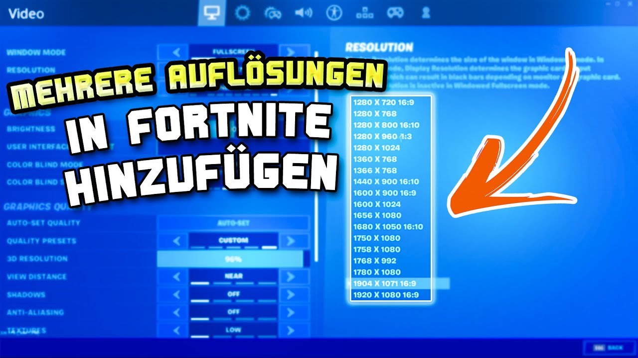 Mehrere benutzerdefinierte Auflösungen in Fortnite hinzufügen | custom ...