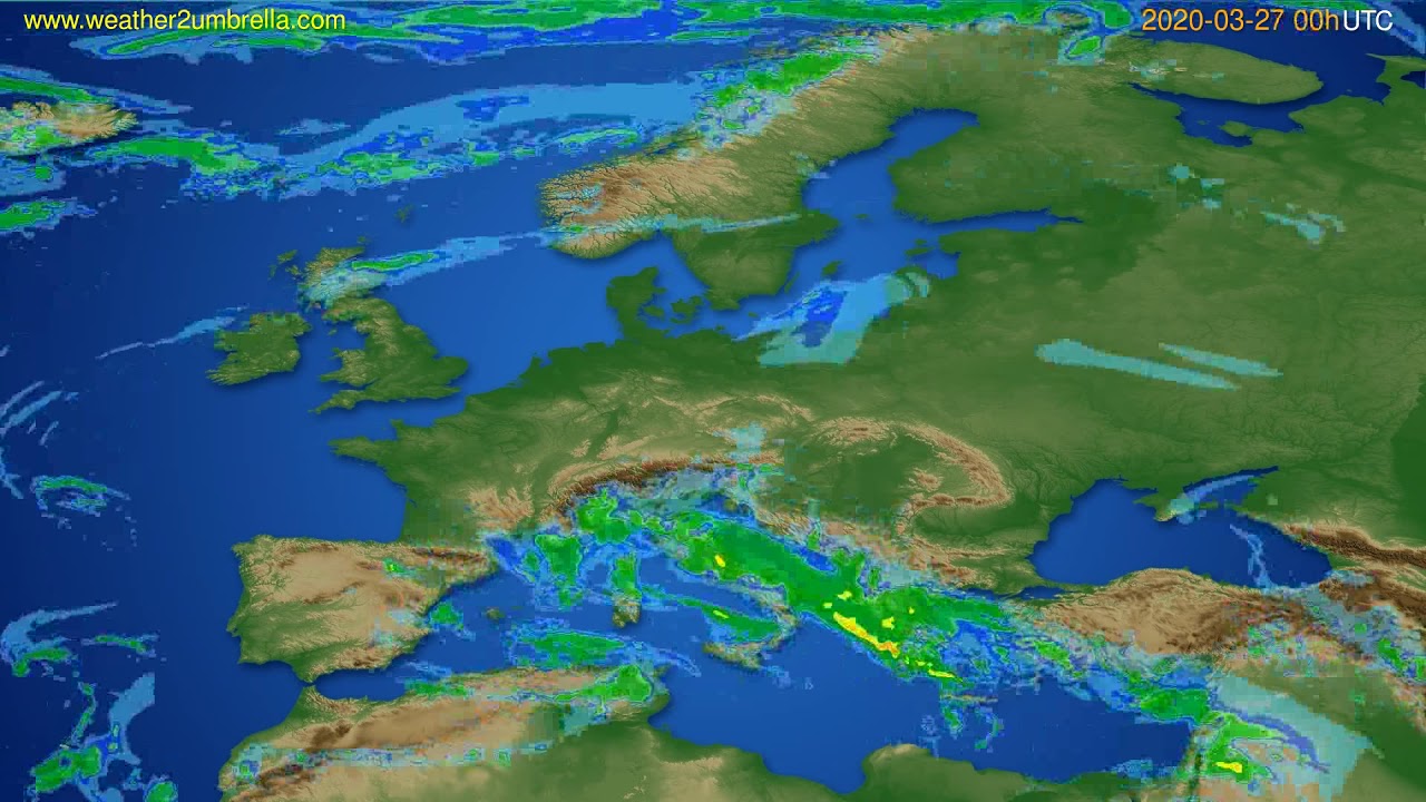 Radar forecast Europe // modelrun: 12h UTC 2020-03-26 - YouTube