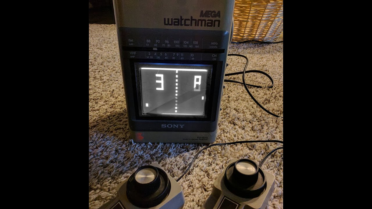 Playing Pong with Sony Watchman FD-500 - YouTube