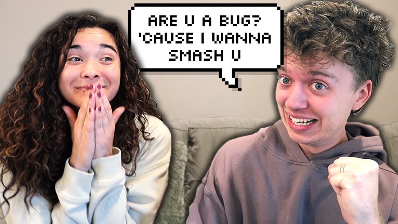 Using Crazy Pickup Lines & Trying Not To Laugh - YouTube