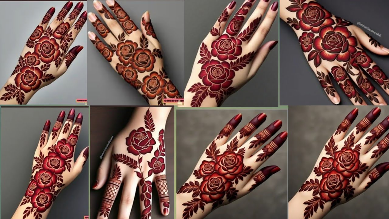 Rose petal mehndi design|| Arabic mehandi design Front hand mehndi ...