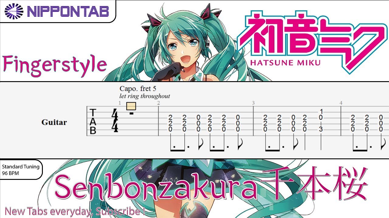 【Guitar TAB】Senbonzakura 千本桜 (Fingerstyle / acoustic)〚初音ミク〛Hatsune Miku ...