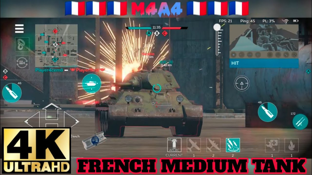 War Thunder Mobile : French Medium Tank M4A4 [SA50] Gameplay - YouTube
