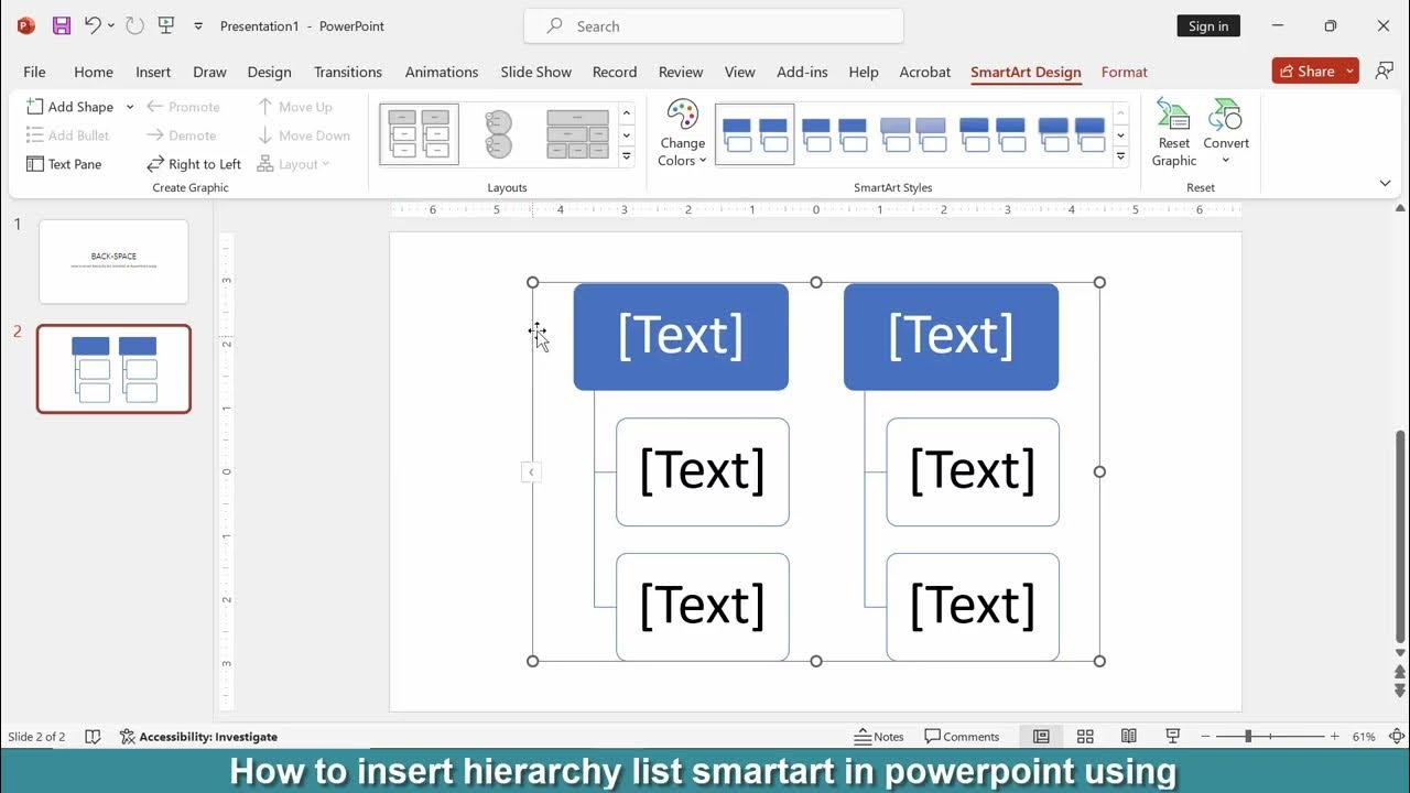 How to insert hierarchy list SmartArt in PowerPoint using - YouTube