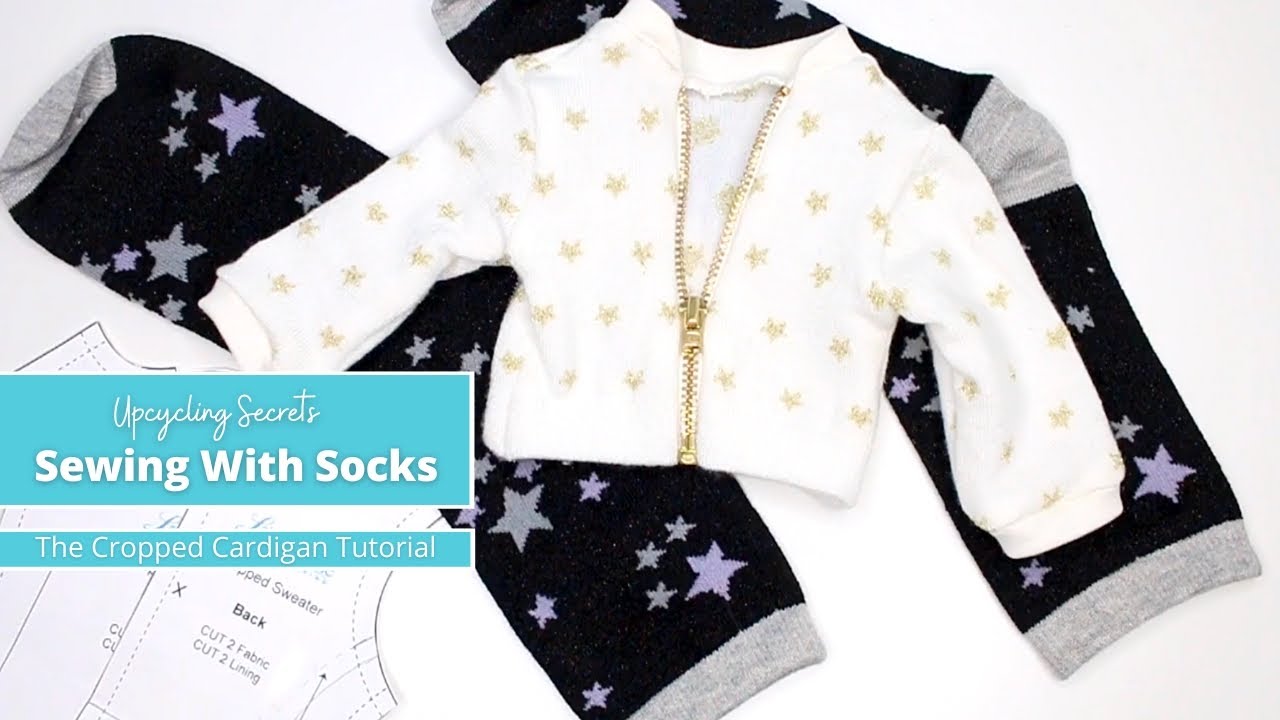 Fabric Hack - Socks Upcycled into a Cropped Cardigan for Dolls - YouTube