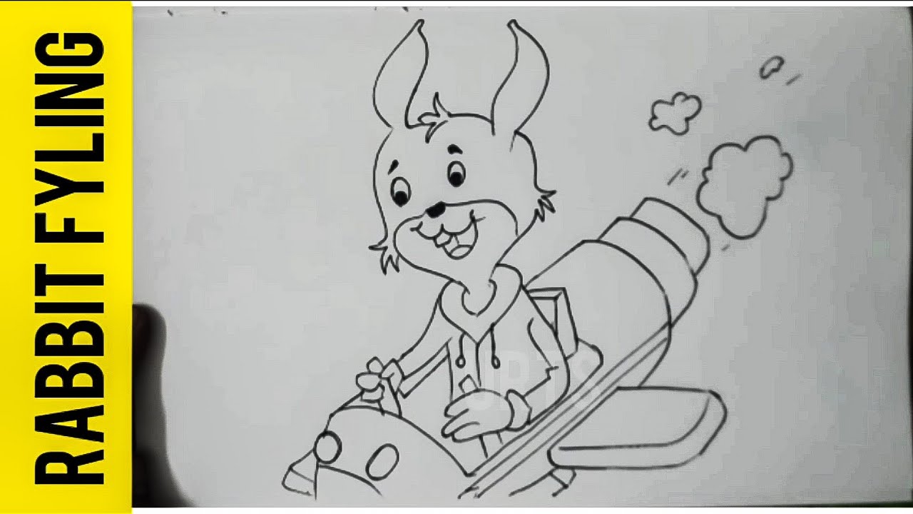 How to draw Rabbit flying - YouTube