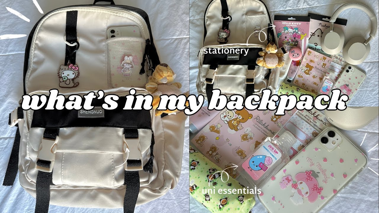what's in my uni backpack + pack with me ︎₊ ⊹˚ beige & minimalistic 🧸 - YouTube