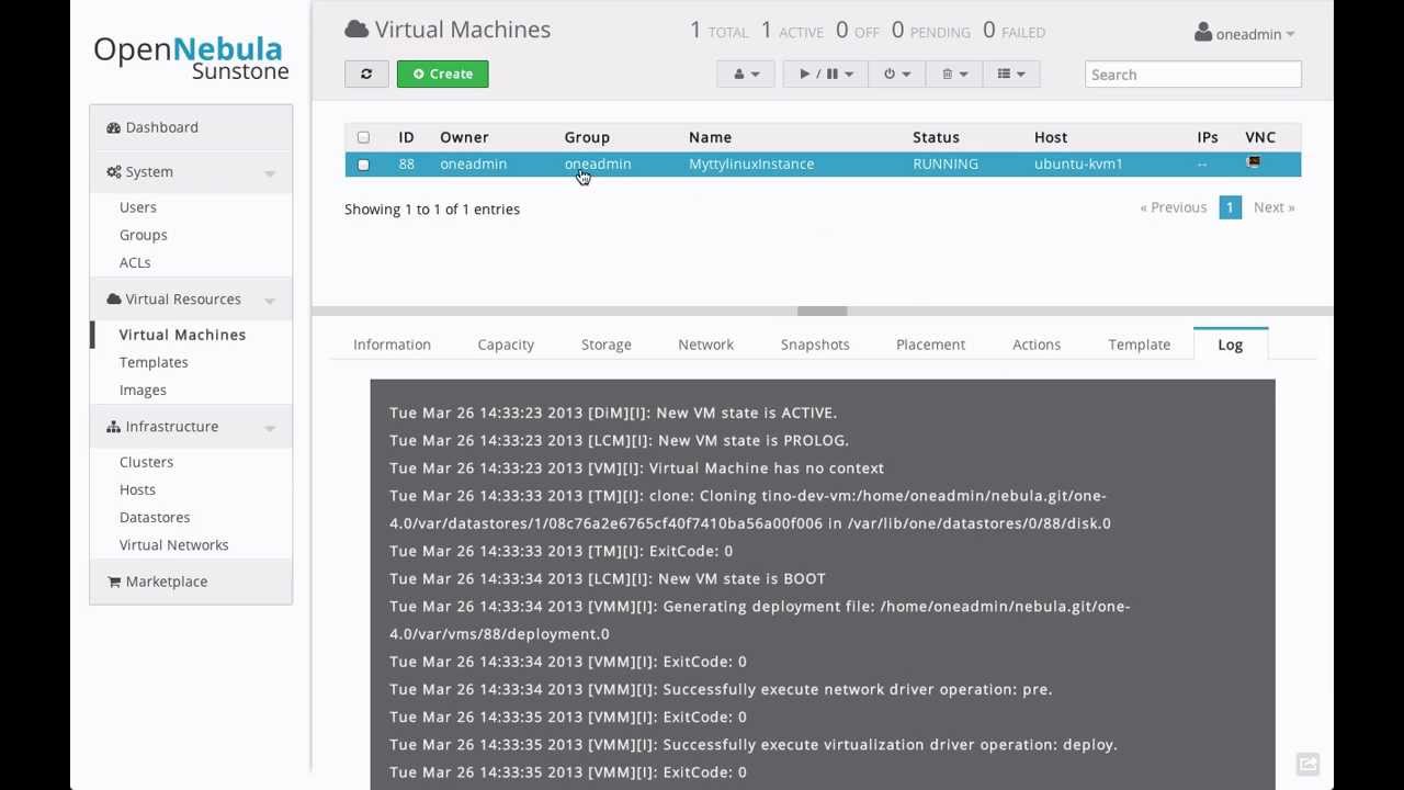 OpenNebula Sunstone 4.0 Beta - YouTube