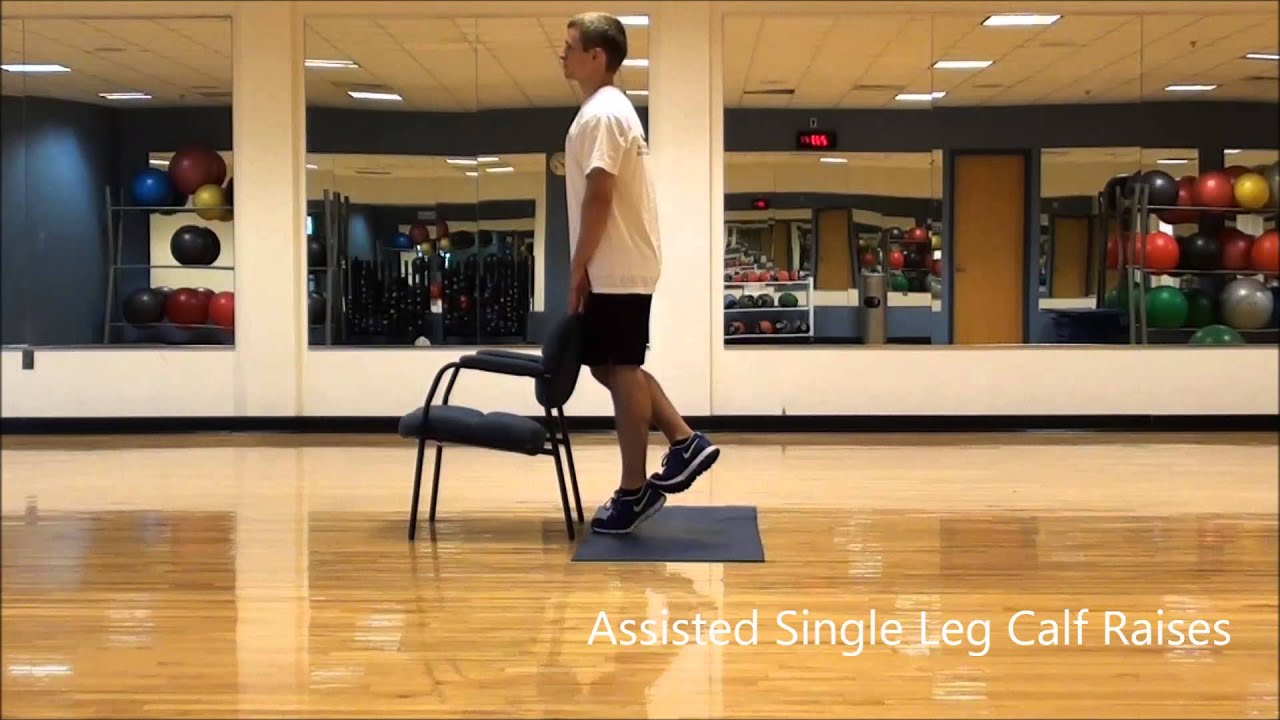 Assisted Single Leg Calf Raises - YouTube