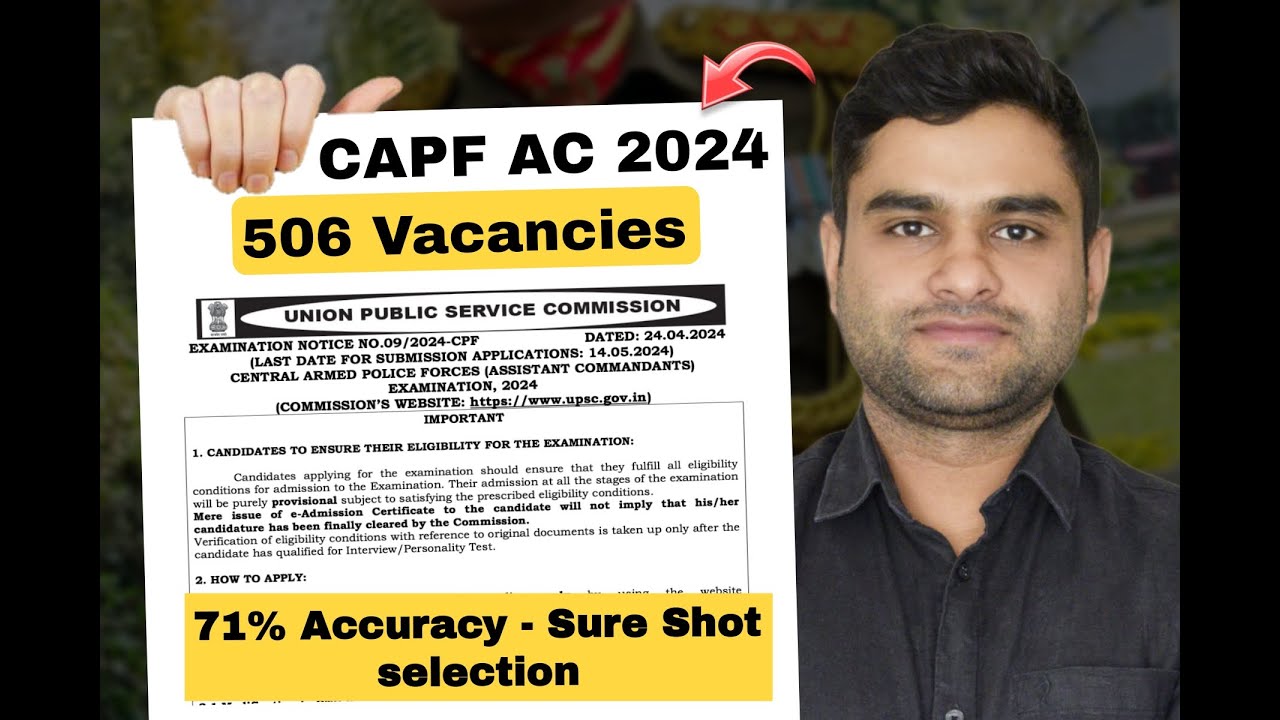 71% Accuracy is all you need to Clear | CAPF AC 2024 Notification - YouTube