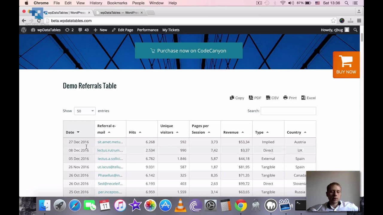 Wpdatatables Wordpress Table Plugin Front End Section Overview Youtube