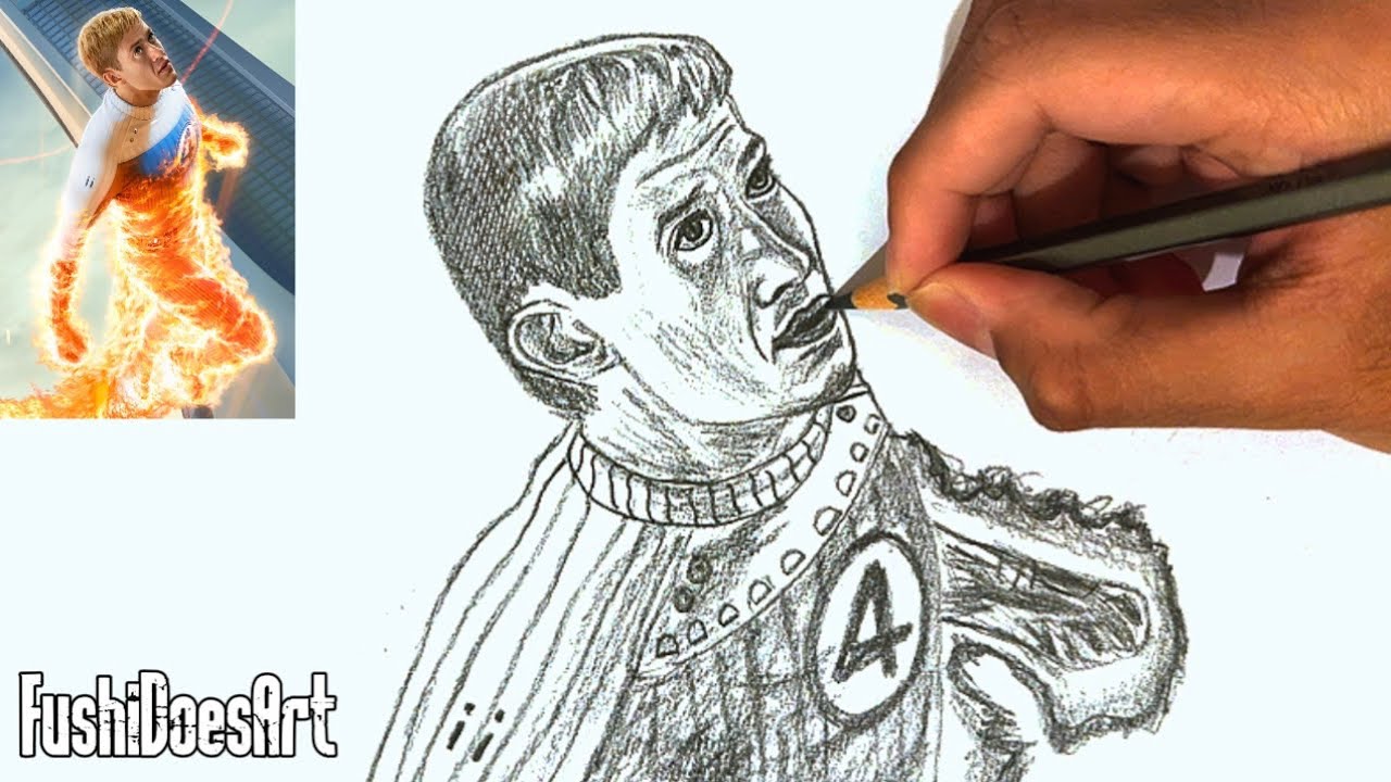 How to Draw Human Torch | Step By Step Drawing Tutorial - YouTube