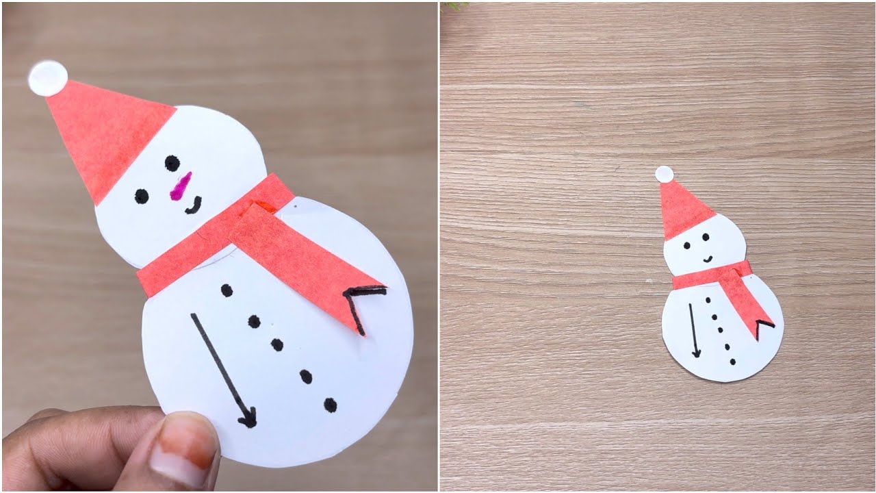 Easy Paper Snowman Craft 🎅 | DIY Christmas Decoration Idea | Cut and ...