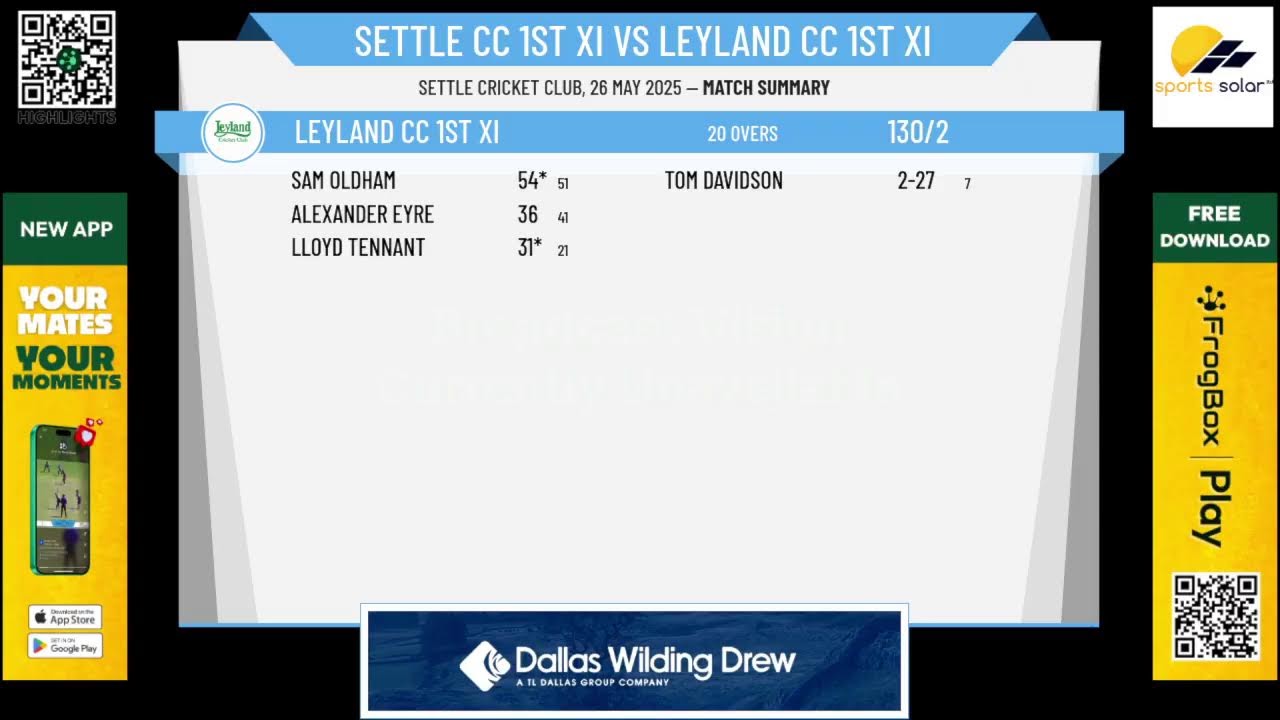 Settle CC 1st XI v Leyland CC 1st XI - YouTube
