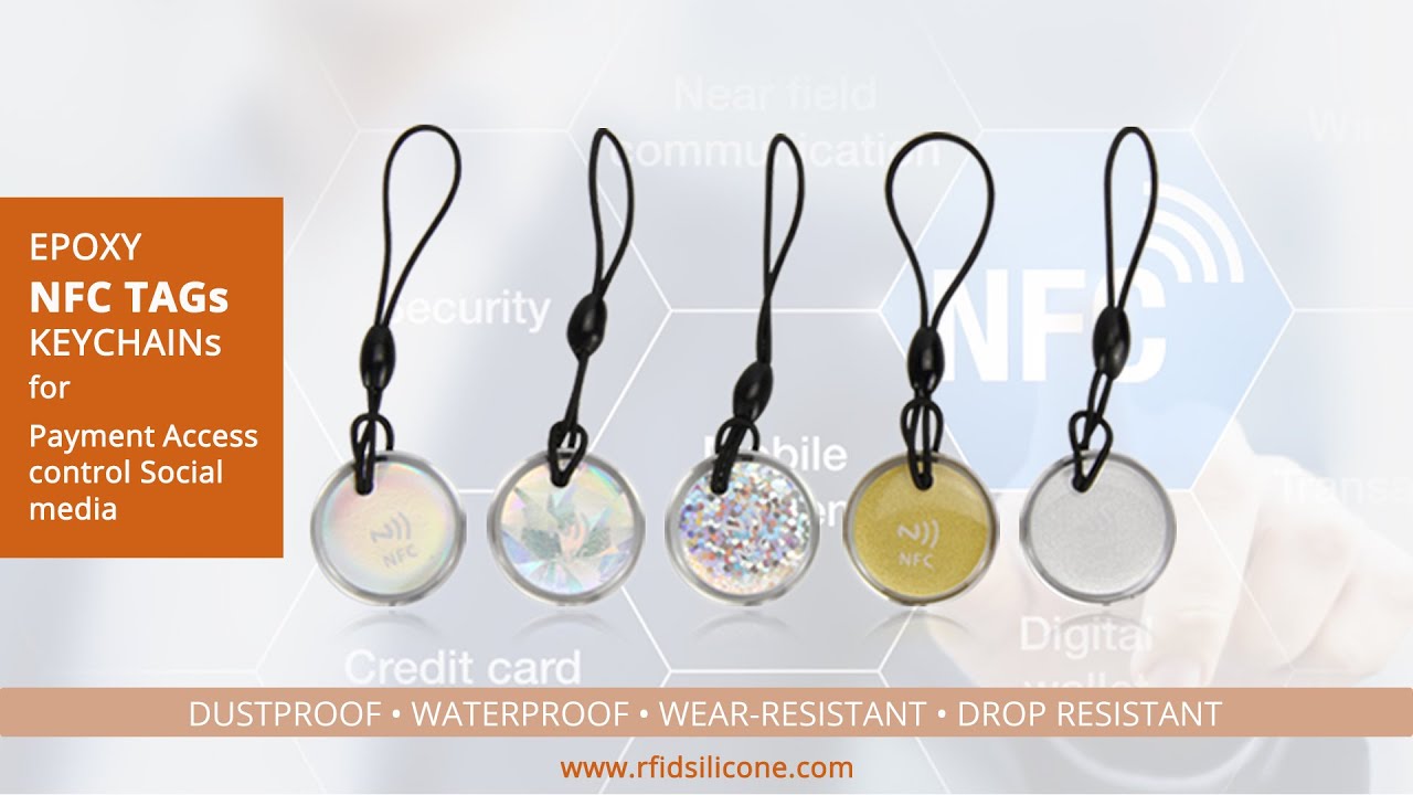 Fully Epoxy NFC Tag Keychain Shiny 13.6MHz NTAG213/216 Social Media NFC ...