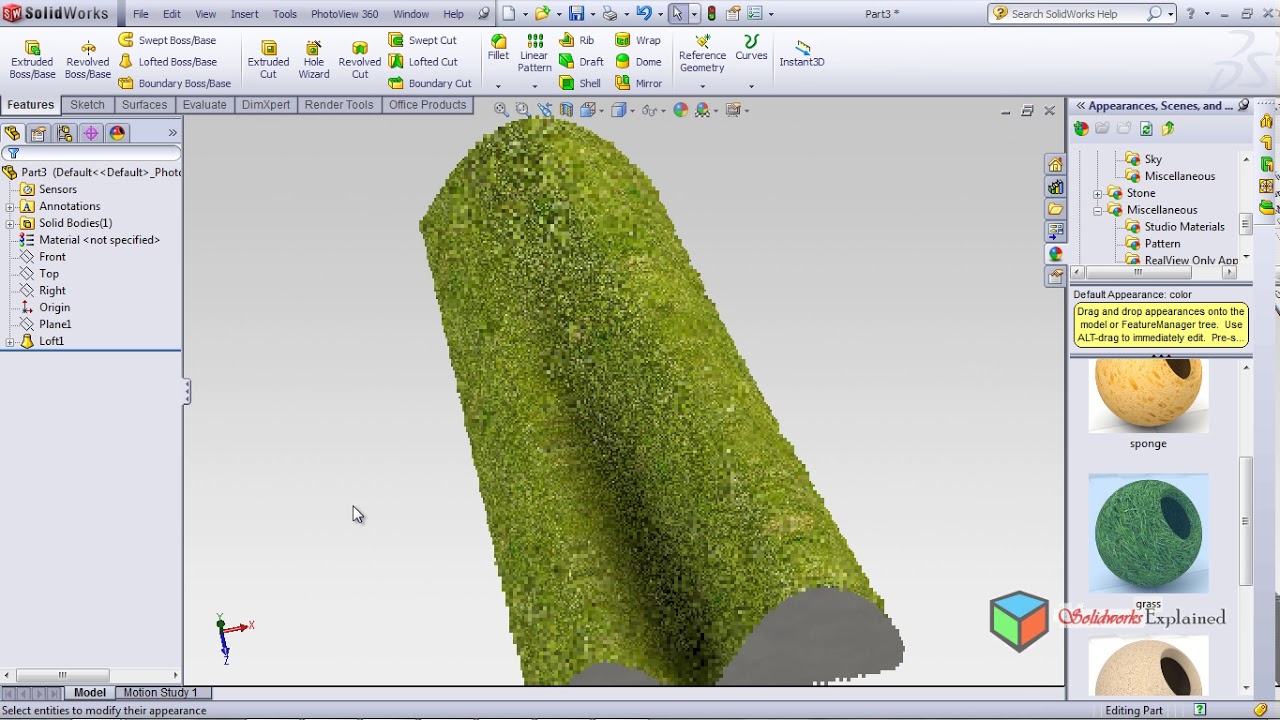 Decal - hill, grass, tree 2018 solidworks - YouTube