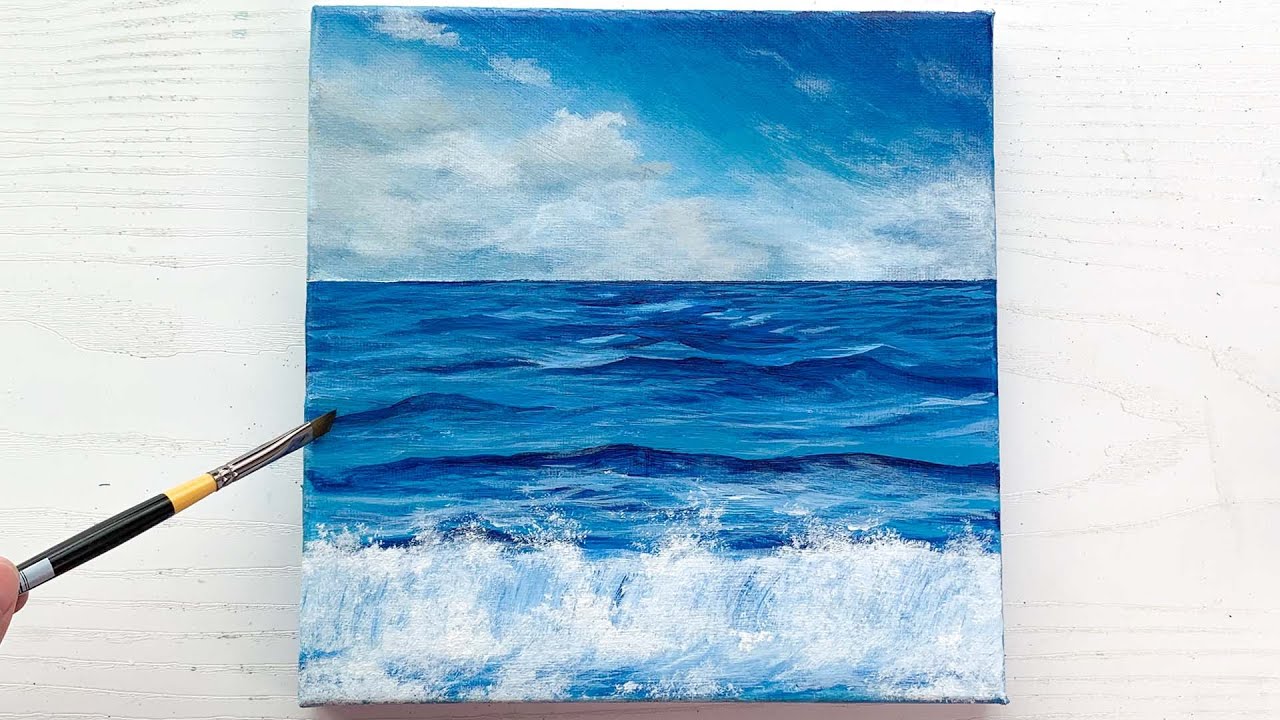Acrylic blue seascape painting / ocean waves acrylic painting tutorial ...