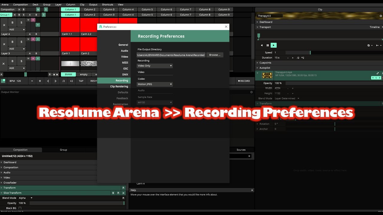 Resolume Arena - Recording Preferences - YouTube