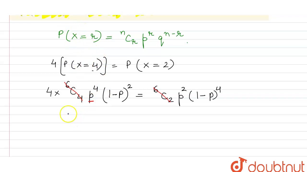 If X Follows a Binomial Distribution With Parameters n 6 And P If 4 if-x-follows-a-binomial-distribution-with-parameters-n-6-and-p-if-4