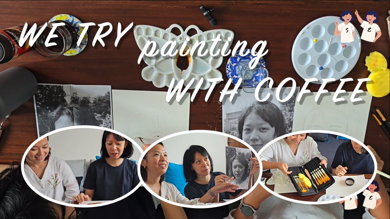 We try painting each other’s portraits using coffee! - YouTube
