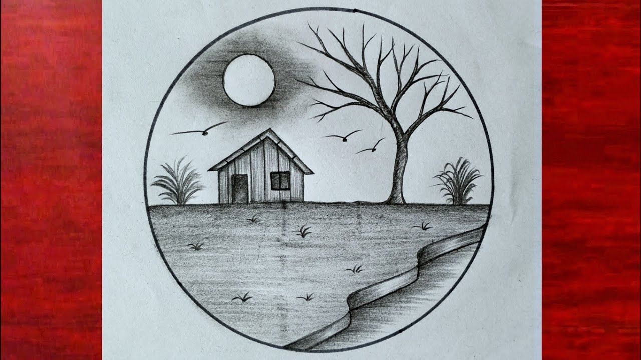 Easy nature drawing for beginners/easy scenery drawing with pencil/easy ...