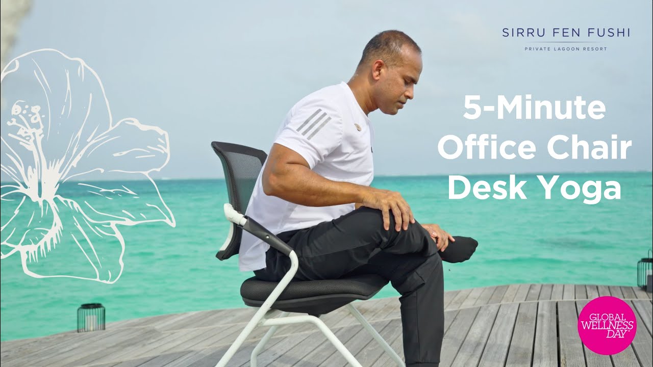 5 Minute Office Desk Yoga Exercise with Personal Trainer Manoj - YouTube