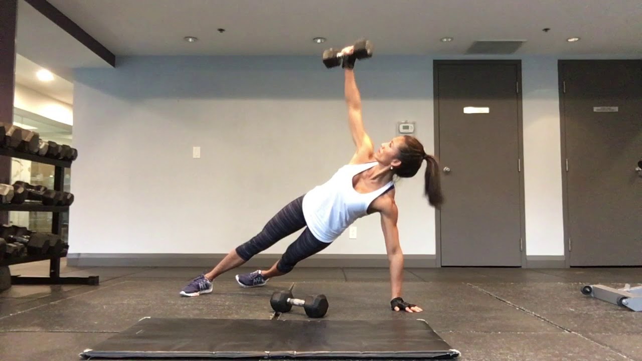 Rotating Renegade Rows into Side Plank | Core Challenge - YouTube