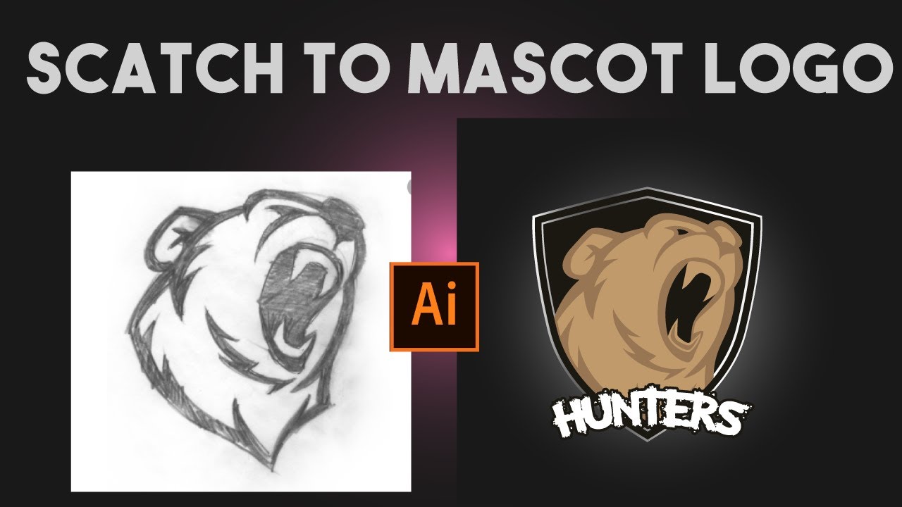 How to design mascot logo - scratch to mascot logo in illustrator - YouTube