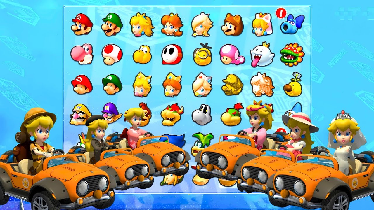Discover All Princess Peach Costumes in Mario Kart 8 Deluxe! - YouTube