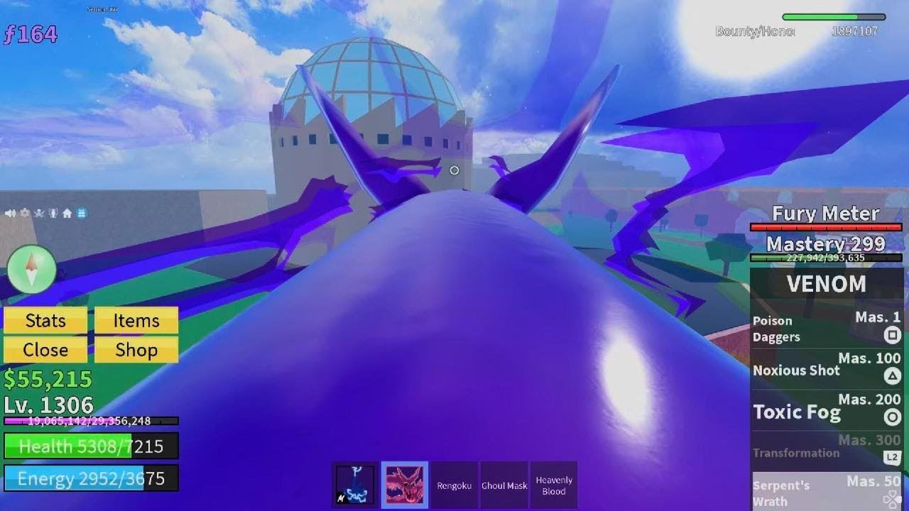 I got transformation on the venom fruit blox fruit - YouTube