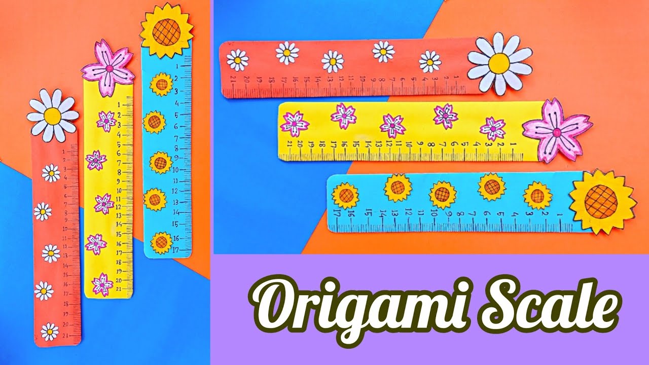 How to make paper scale / Origami craft with paper / Origami ruler ...
