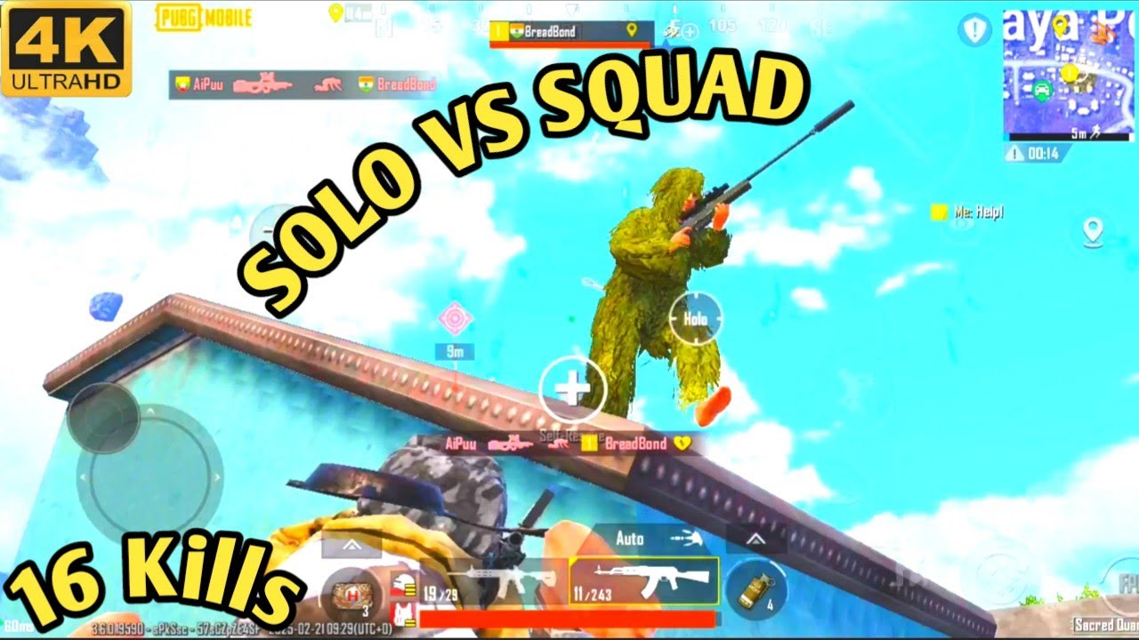 16 Kills | Solo Vs Squad | PUBG Mobile GamePlay Day - 24 | Bread - YouTube