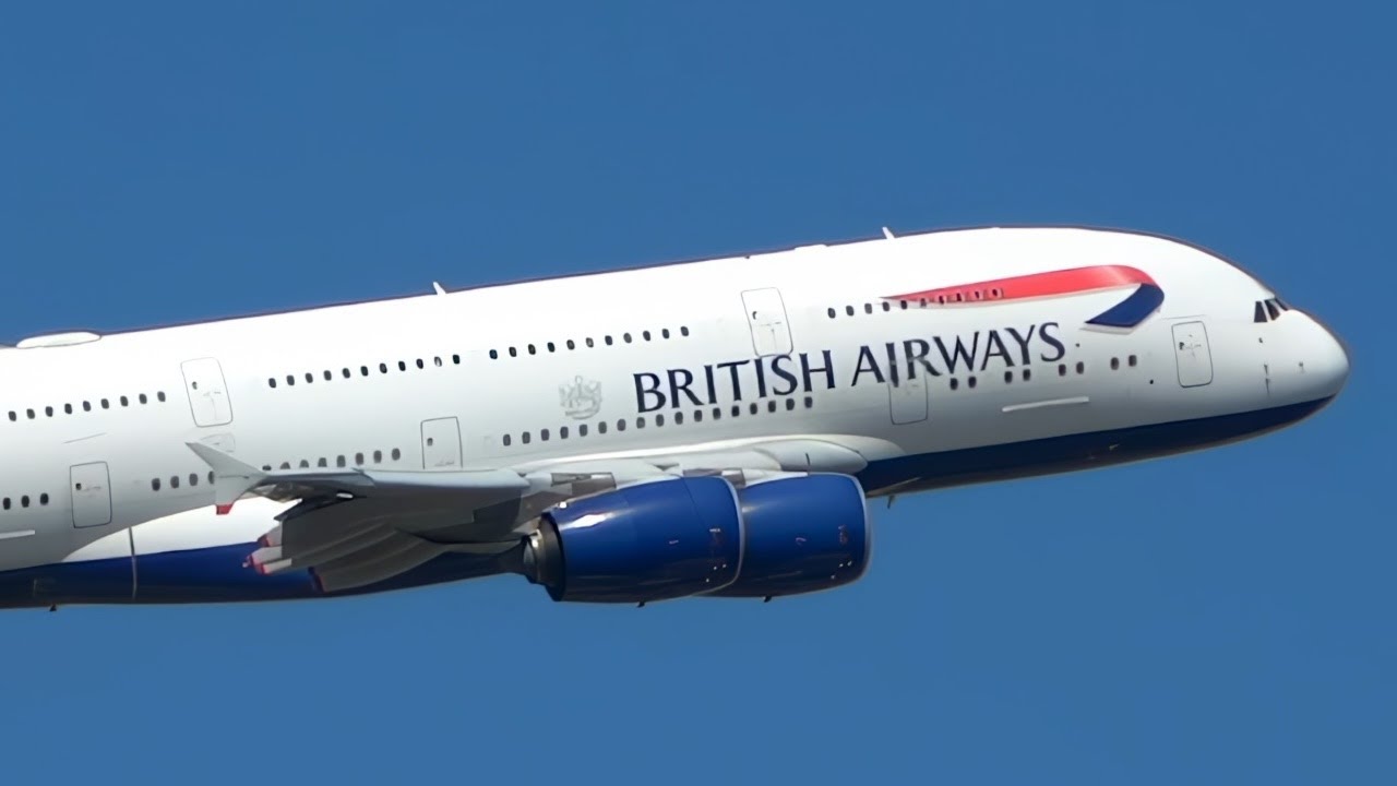 British Airways A380 G-XLEI steep banking after takeoff #airbusa380 ...