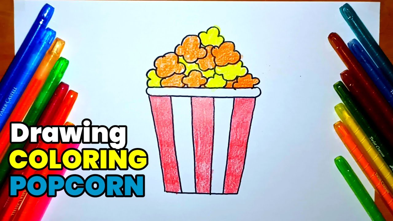DRAWING AND COLORING POPCORN FOR KIDS - YouTube