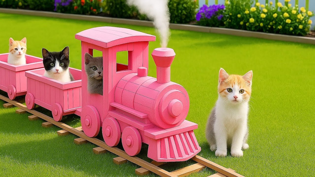 Cute Kittens Playing with Toy Trains 🐱🚂 | Adorable Cat Compilation ...