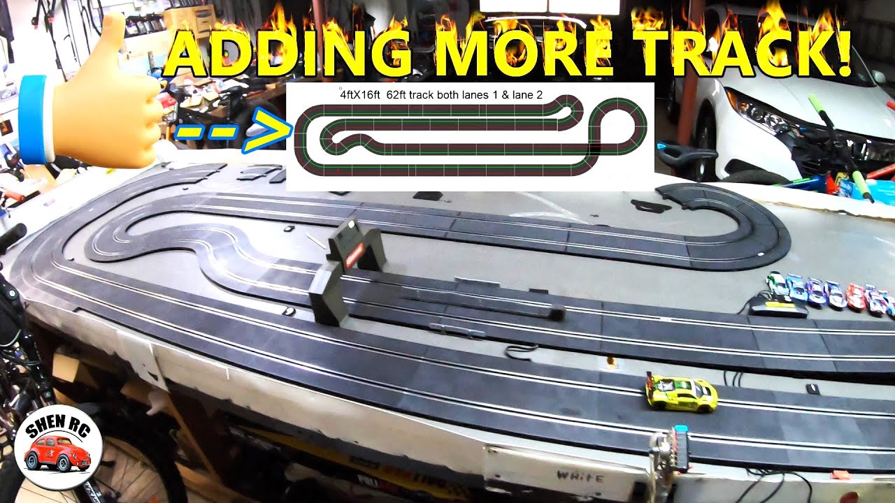 Policar 1/32 slot car track UPGRADE it's getting BIG! - YouTube