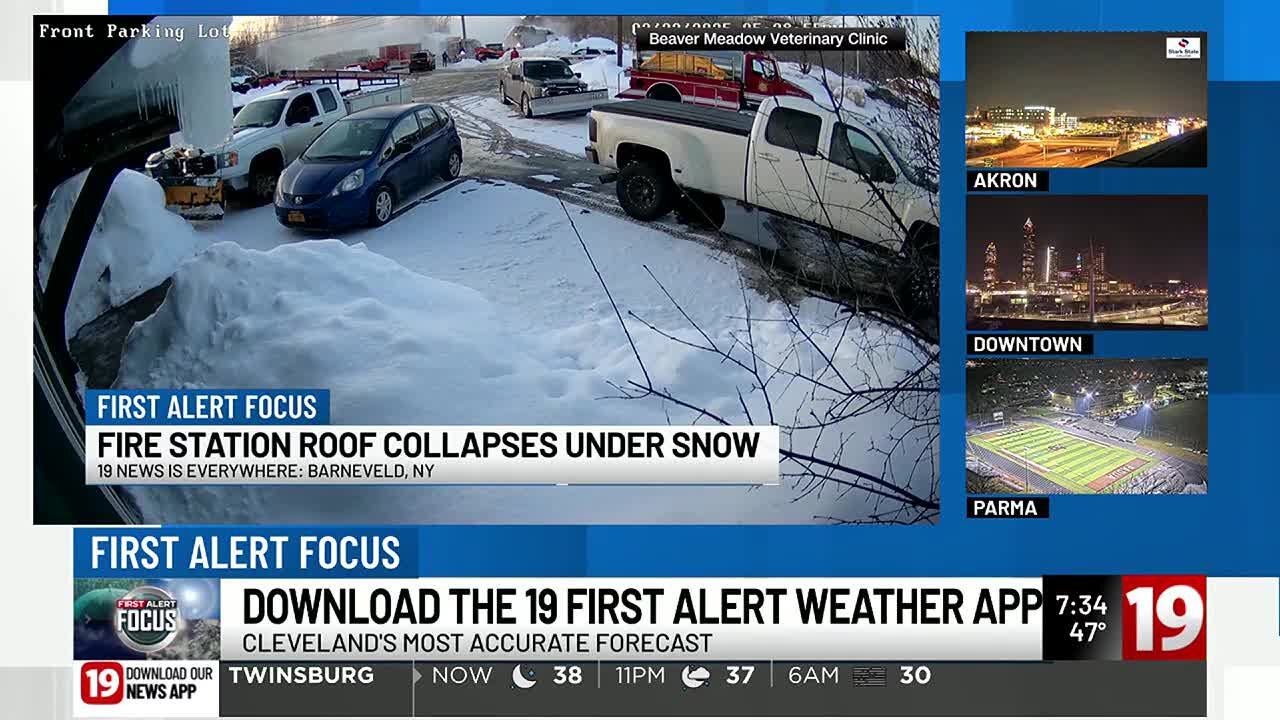 Wild Weather: Fire station roof collapses under snow - YouTube