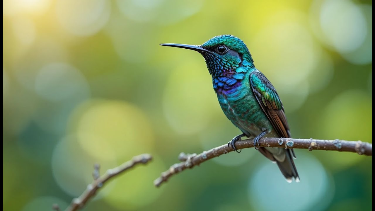 Vibrant Hummingbird Sitting on a Branch | Calming Nature Ambience ...