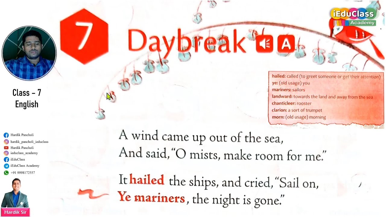 Class 7 DPS - Daybreak - Poem by Henry Wadsworth Longfellow | iEduClass ...