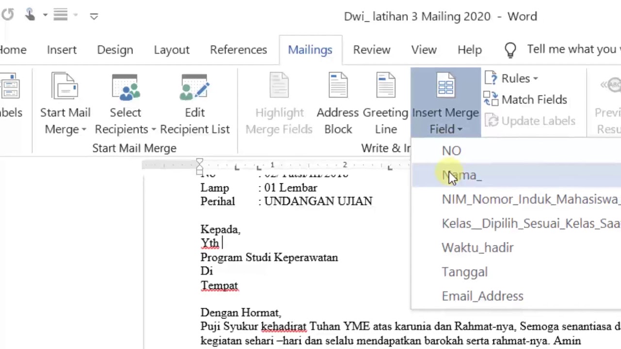 Membuat Surat dengan Mailing Cepat dan mudah - YouTube