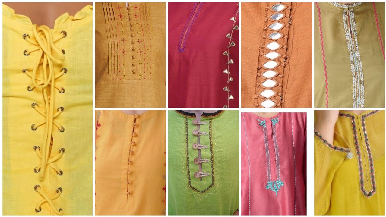 latest trending fashion neck design with button lace gotta Patti ...