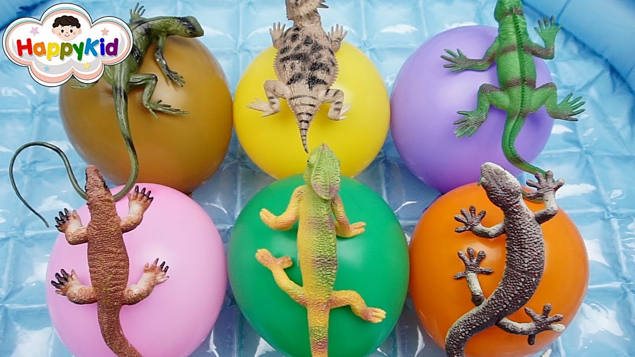 เพลงนิ้วโป้งอยู่ไหน #40 | เจาะลูกโป่งสัตว์เลื้อยคลาน | เรียนรู้สี ...