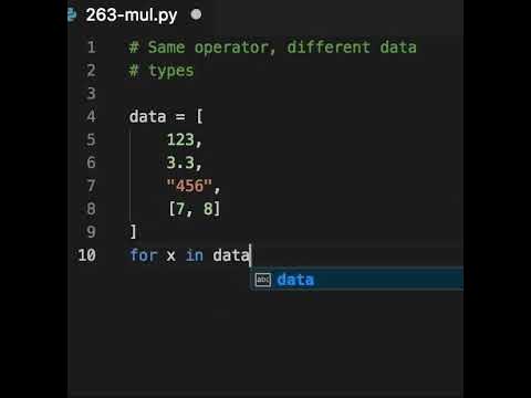 In Python, the same operator can behave differently with data of different types. - YouTube