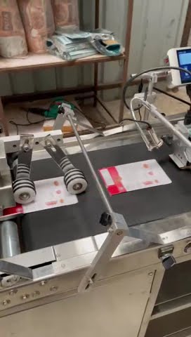 Indian sticker conveyor batch printing machine - YouTube
