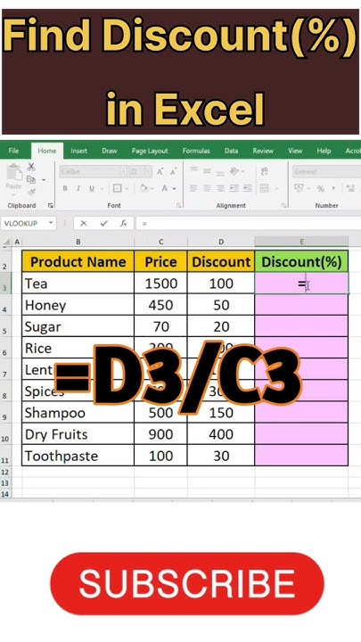 ExcelTrick😱#Calculate Discount(%) in Excel#excelformula#excel#excelshorts#exceltutorial# ...