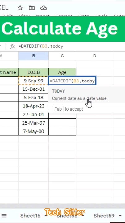 How to Calculate Age in Excel (DATEDIF Function) - YouTube