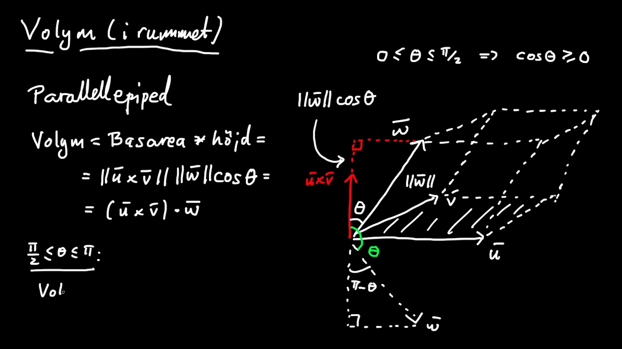 Geometri del 12 - beräkning av volym, skalär trippelprodukt - YouTube